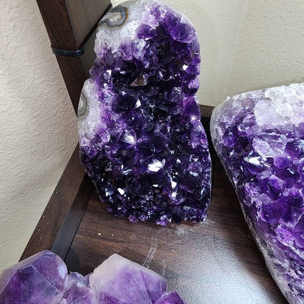 A628 Natural Amethyst Heart Sparkly Druzy Deep Purple Crystal Quartz W/stand AAA Grade Amethyst ...