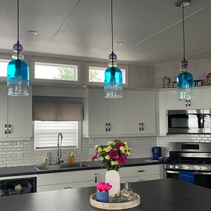 Hand Blown Glass Pendant Light, Kitchen Island Light , Ceiling Light ...