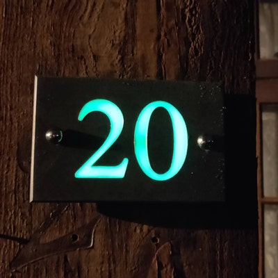 Glow in Dark Slate House Number Powered by Natural Light With 2 Digit ...