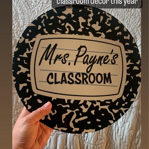 Composition Book Teacher Name Sign | Personalized Metal Classroom Door ...