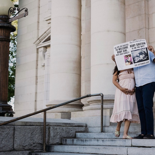 Pregnancy Announcement With Newspaper, News Tabloid Template for Baby ...