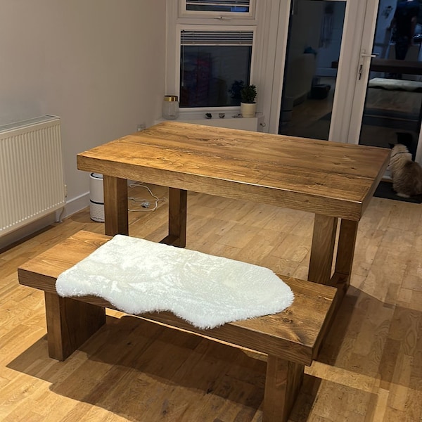 Grantham Wooden Square Dining Table Rustic Dine Thick Table With Wooden ...