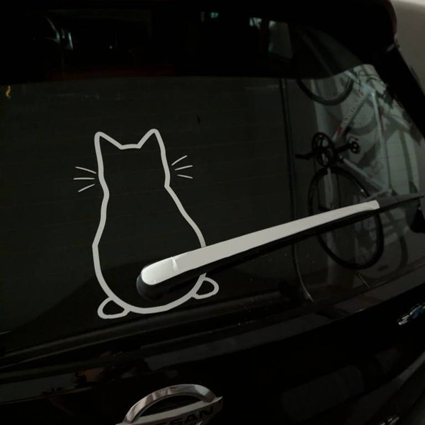 Kitty Cat Windshield Wiper - Di Cut Decal - Home/laptop/computer/truck ...