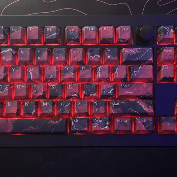 Red Marble Keycaps | 109 Cherry Profile Keys for Mechanical Keyboards ...