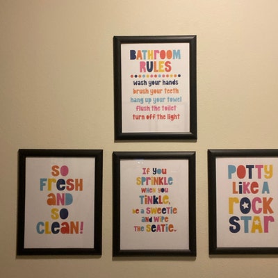 Colorful Kids Bathroom Printable Signs, Set of 9, Rainbow Colors ...