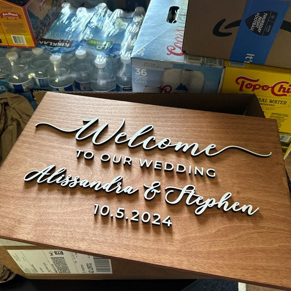 3D Wedding Welcome Sign, 3D Wedding Signage, Custom Wood Wedding Sign ...