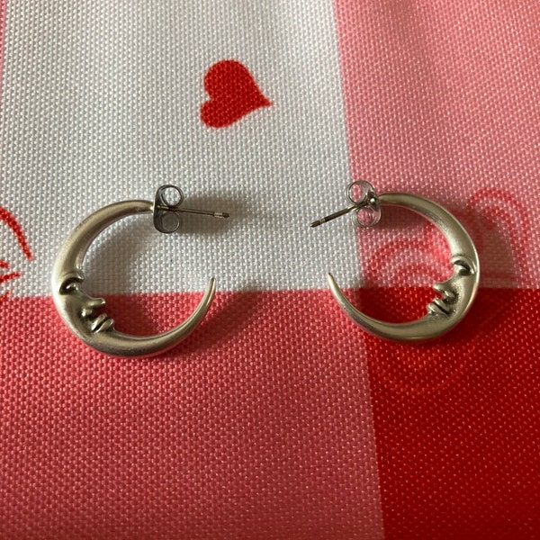 Gold Moon Hoop Earrings Bohemian Earrings Crescent Moon Jewellery Silver Moon Hoops Lunar ...