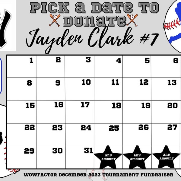EDITABLE Baseball Template, Pick a Date to Donate, Fundraiser, Pay the ...