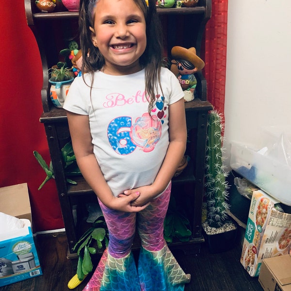 15 Colors! Kids Mermaid Bell Bottoms Mermaid Pants Leggings Gymnastics ...