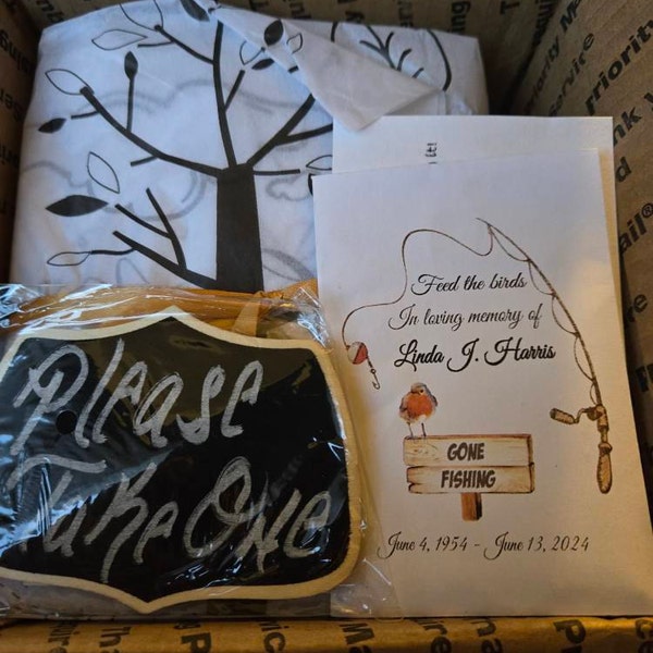 Fishing Memorial Favor, Sympathy Gift, Memorial Birdseed Packs, Funeral ...