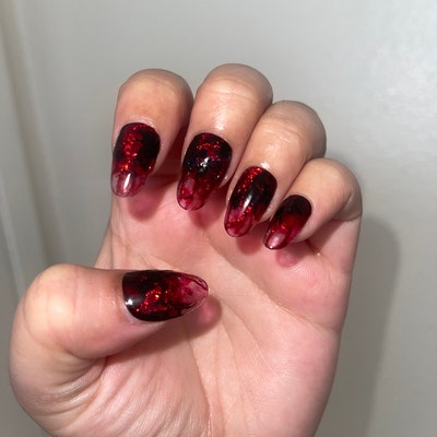 Dragon Claw Special-effects Press-on Nails, Reusable Red Monster False ...