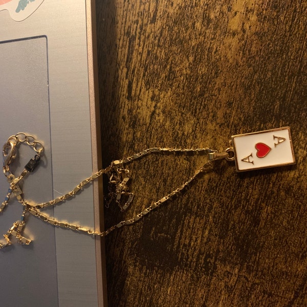 Gold Plated Ace of Hearts Playing Cards Necklace - Gift - Gift for Her ...