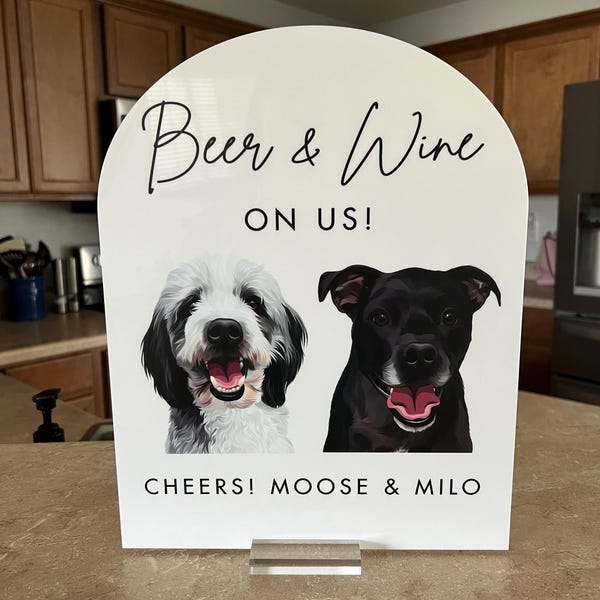 Open Bar Custom Illustrated Pet Arched Bar Sign - Pet Bar Menu, Custom ...