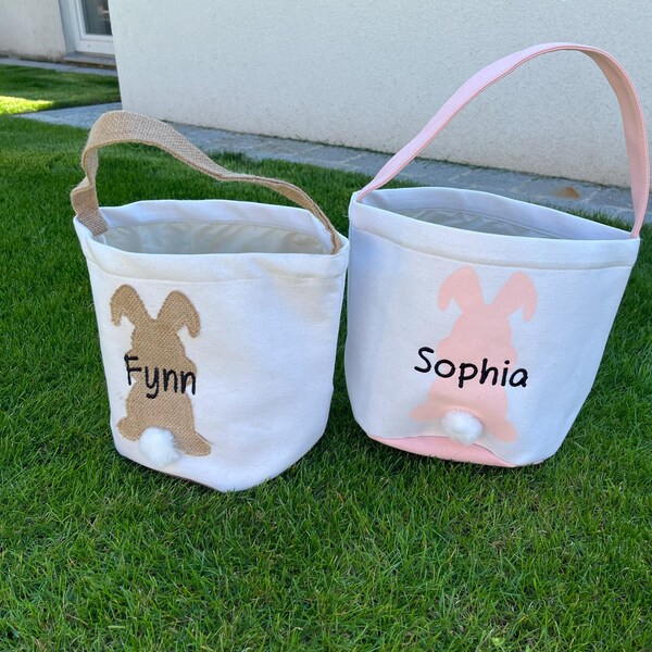 Custom Easter Basket | Embroidered Easter Basket for Kids | Personalized Bunny Baskets | Easter ...