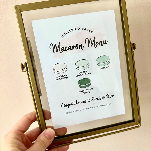 DIY Macarons Menu Template, Feminine Macarons Bar Flavor Sign ...
