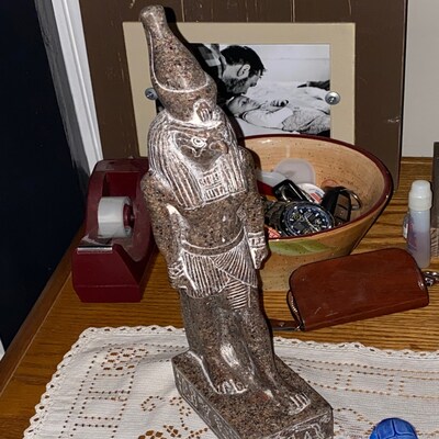 Egyptian Falcon Bird God Horus Large Statue Granite Stone 2 Color Made ...