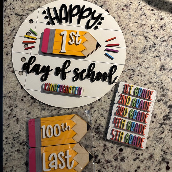 Kids Interchangeable First Day of School Sign, 100th Day of School ...