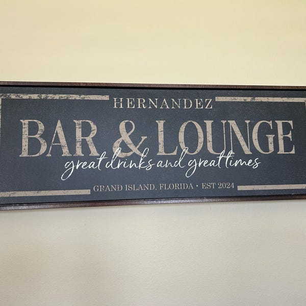 Custom Bar and Lounge Sign: Personalized Home Bar Decor - Etsy