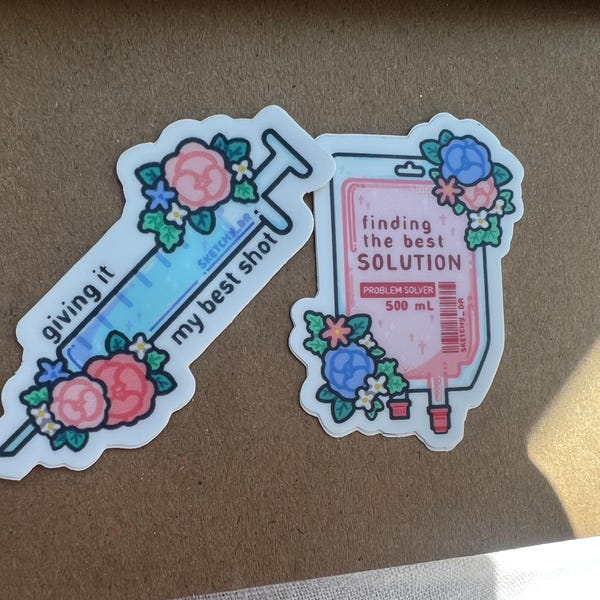 Flowery IV Bag - Vinyl Sticker - Etsy