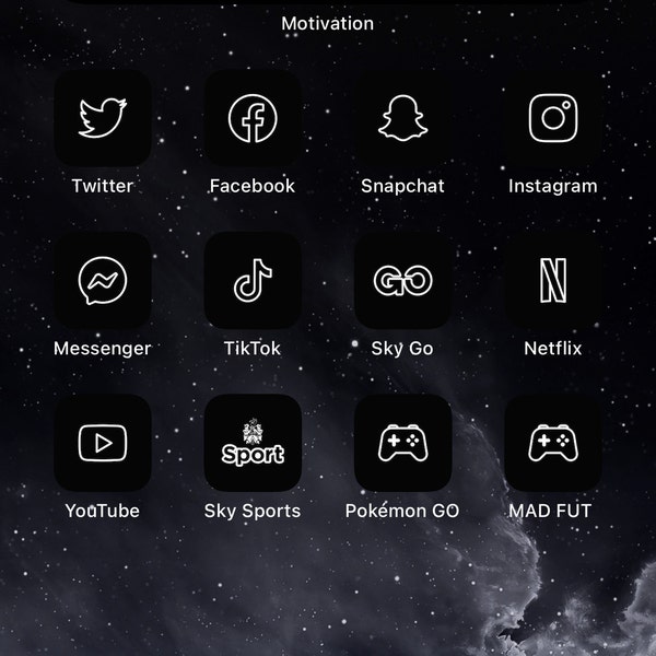 Black App Icon Pack - Premium Handcrafted Icons for Aesthetic Dark Ios ...