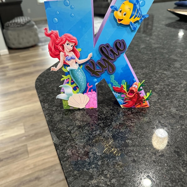 Little Mermaid 3D Letter, Little Mermaid Birthday Party Decorations ...