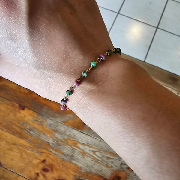 Beaded Stacking Bracelets, Colorful Wire Wrapped Gemstone Crystal ...