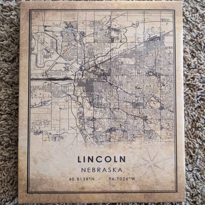 Lincoln Vintage Map Print Lincoln Map Nebraska Map Art Lincoln City ...