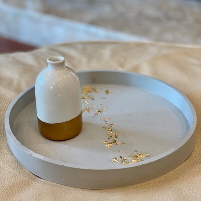 Large Round Concrete Tray Catch All Tray Concrete Tray Entryway Table ...