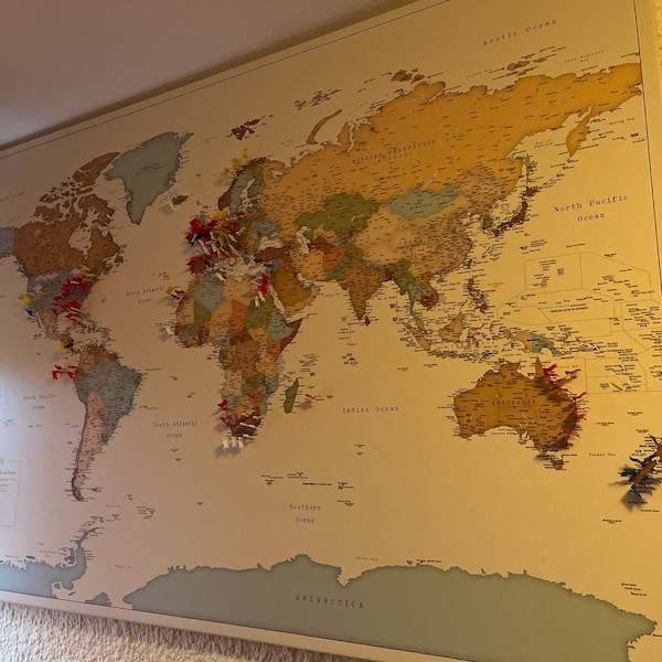 Accurate World Map Poster - Large Wall Travel Map Print - Detailed ...