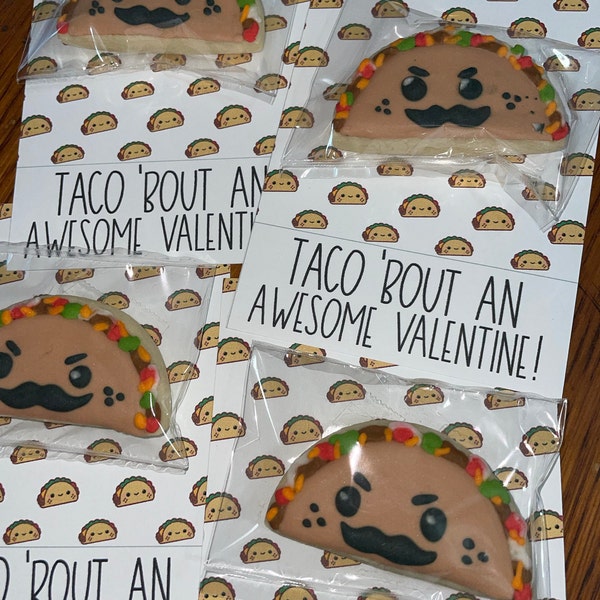 Printable Mini Cookie Card - 3.5" X 5" Valentine's Day Card Taco Bout ...