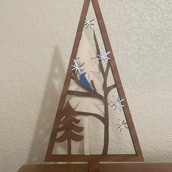 3D Layered Deer Pair Interchangeable Forest Scene Mantel Decoration ...