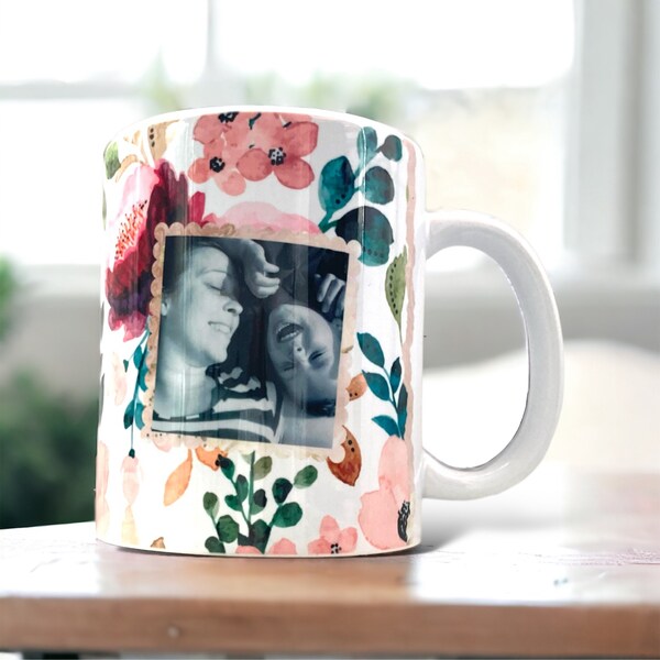 Love Mom Mug PNG Template - Custom Photo Grid Mug, Butterfly Mother's ...