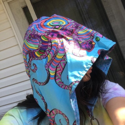 NEON SHIPIBO Organic Cotton Hood Custom Festival Hood, Rave Hood ...