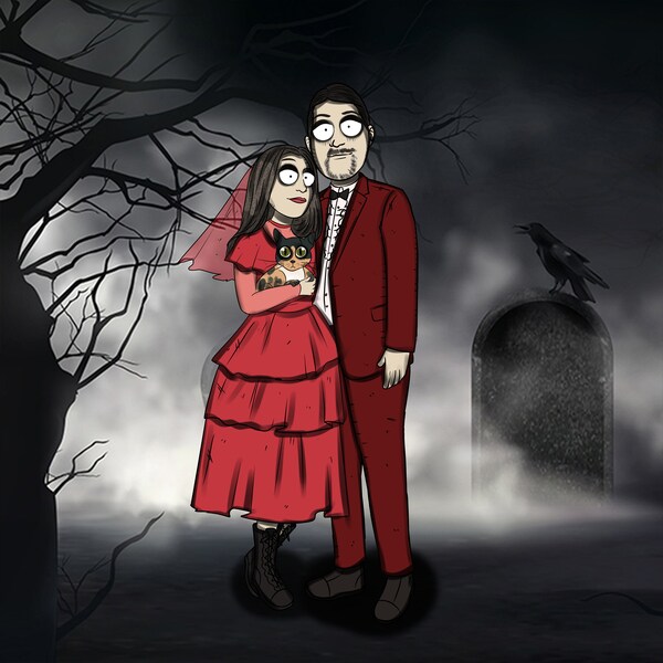 Tim Burton Style Custom Portrait - Nightmare Portrait - Handmade ...