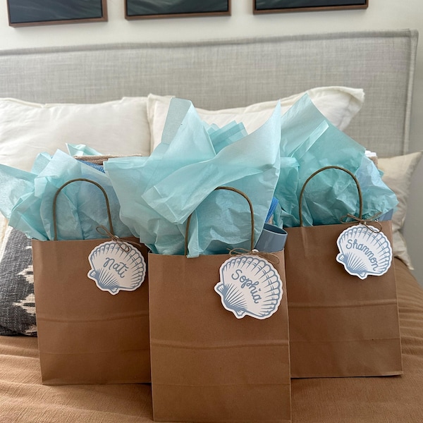 Handwritten Sea Shell Name Tag, Coastal Bachelorette Gift - Etsy