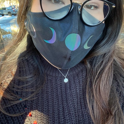 Moon Phases Face Mask Rave Mask Reflective Face Mask Moon - Etsy