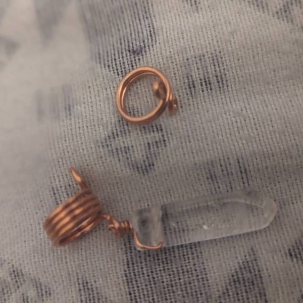 Clear Quartz & Copper Loc Jewelry, Crystal Point Dreadlock Coils ...