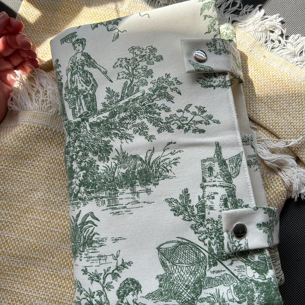 Toile De Jouy Fabric , Book Sleeve, Book Bag, Book Purse, Book ...
