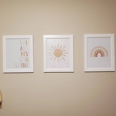 Neutral Rainbow Wall Art Set of 3 Prints, You Are My Sunshine ...