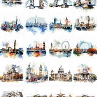 Watercolor Canada, 39 Canadian Landmarks, Vacation Holiday Digital ...