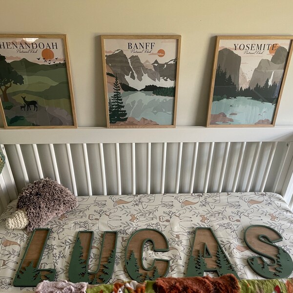 Forest Letters | Woodland Nursery | Nursery Decor | Custom Letters ...
