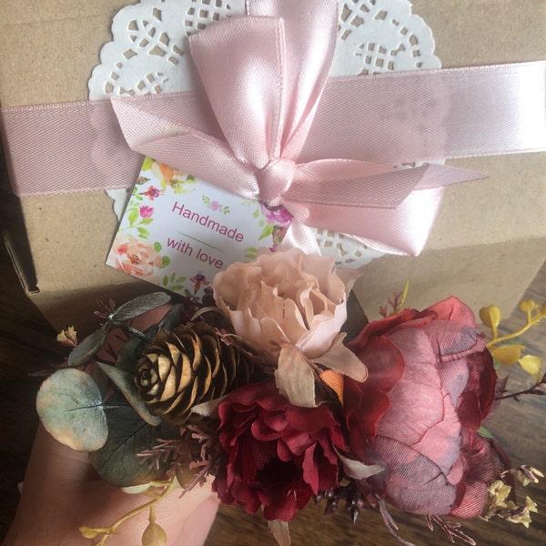 Blush Flower Corsage Prom Pink White Flower Corsage Rose Hand Corsage ...