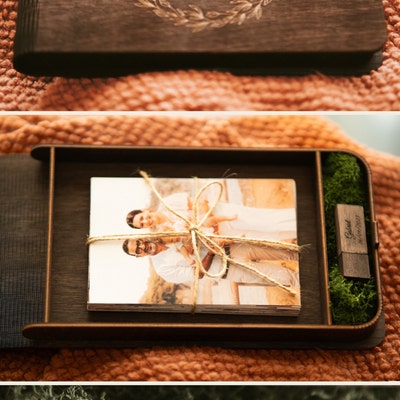 13x18cm 5x7 Rustic Wooden Photo Box. Couple Memory Box. Rustic Photo ...