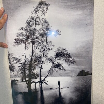 Landscape Charcoal Drawing Print 13x19in329x483mm Wall - Etsy