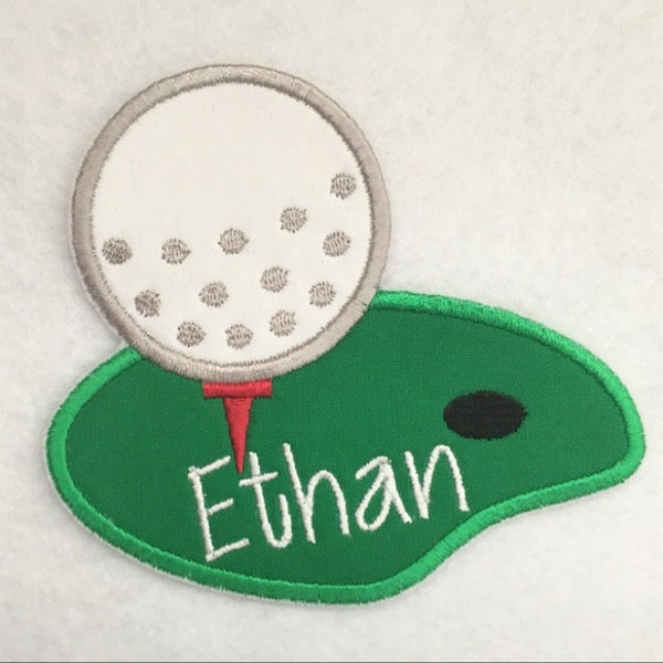 Golf Applique Embroidery Design. Golf Ball on Green Field Machine ...
