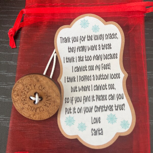 Santa's Lost Button With Note, Santa's Missing Button in Bag - Etsy