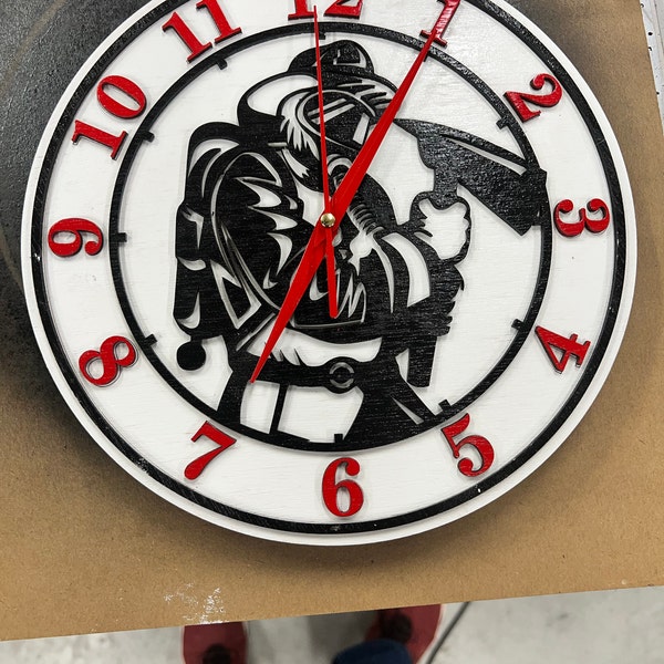 Fireman Svg for Laser. Wall Clock Fireman for Laser Cut Project Plan ...