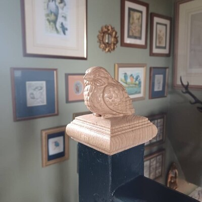 Owl Wood Carving Newel Post Cap With the Owl Statue Interior Wooden ...