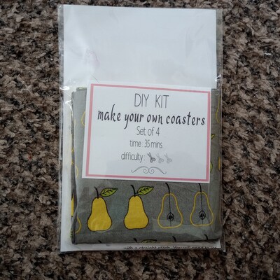 Coaster Kit DIY Sew Your Own Coasters Set of 4, Multiple Kits Available ...