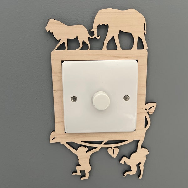 Wooden Safari Animals Light Switch Surround for Kids Room, Jungle Wild ...